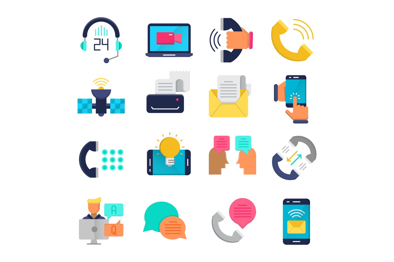 Communication flat icons set (128903) | Icons | Design Bundles