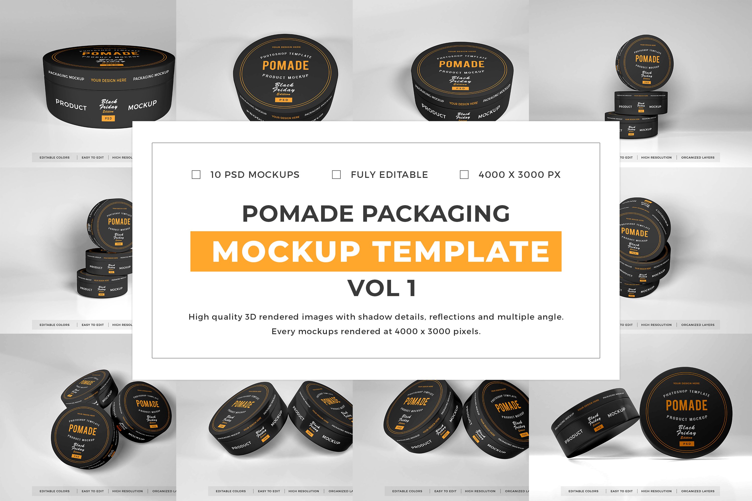 Pomade Packaging Mockup Template Bundle Vol 1 (1080605) | Branding ...