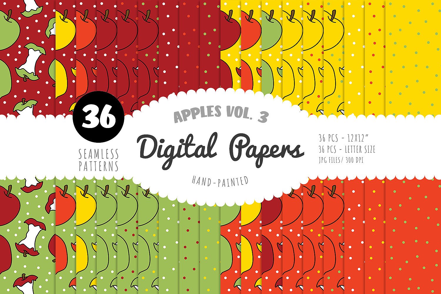 Digital Paper Set - Apples Vol. 3 (687005) | Papers | Design Bundles