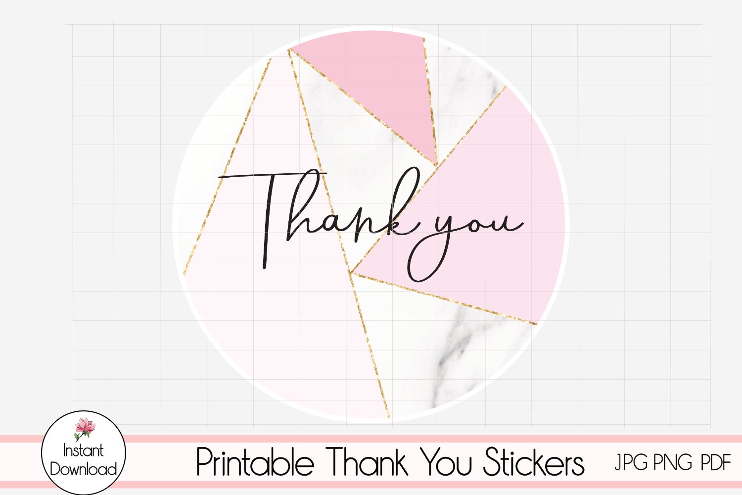 Printable Thank you Stickers, JPG PDF PNG (1136817) | Other | Design ...