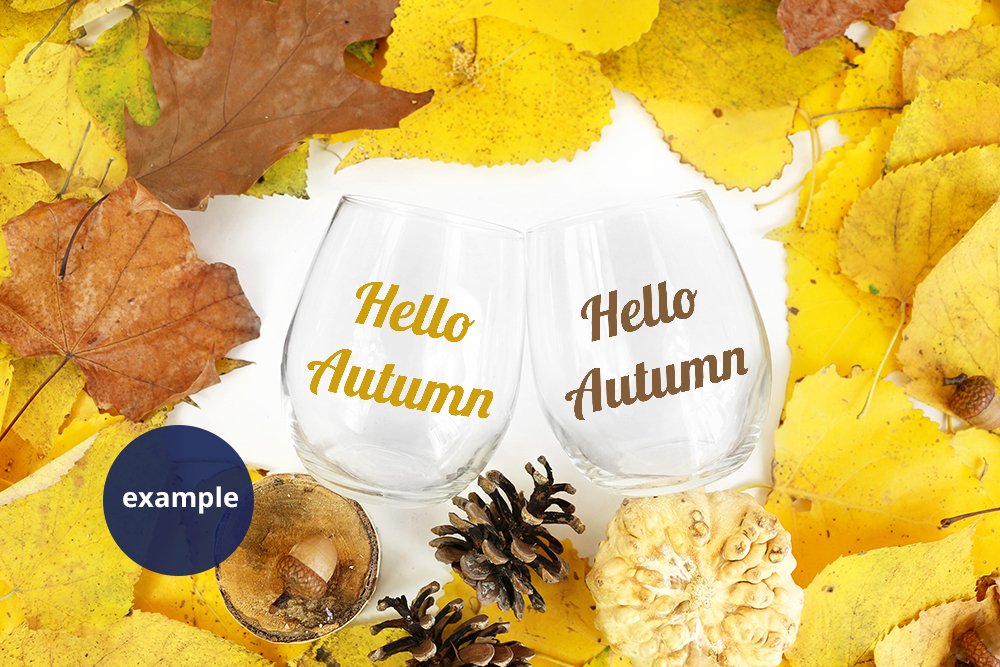 Fall 2 Wine glasses mockup Autumn Stemless Wine glass mockup