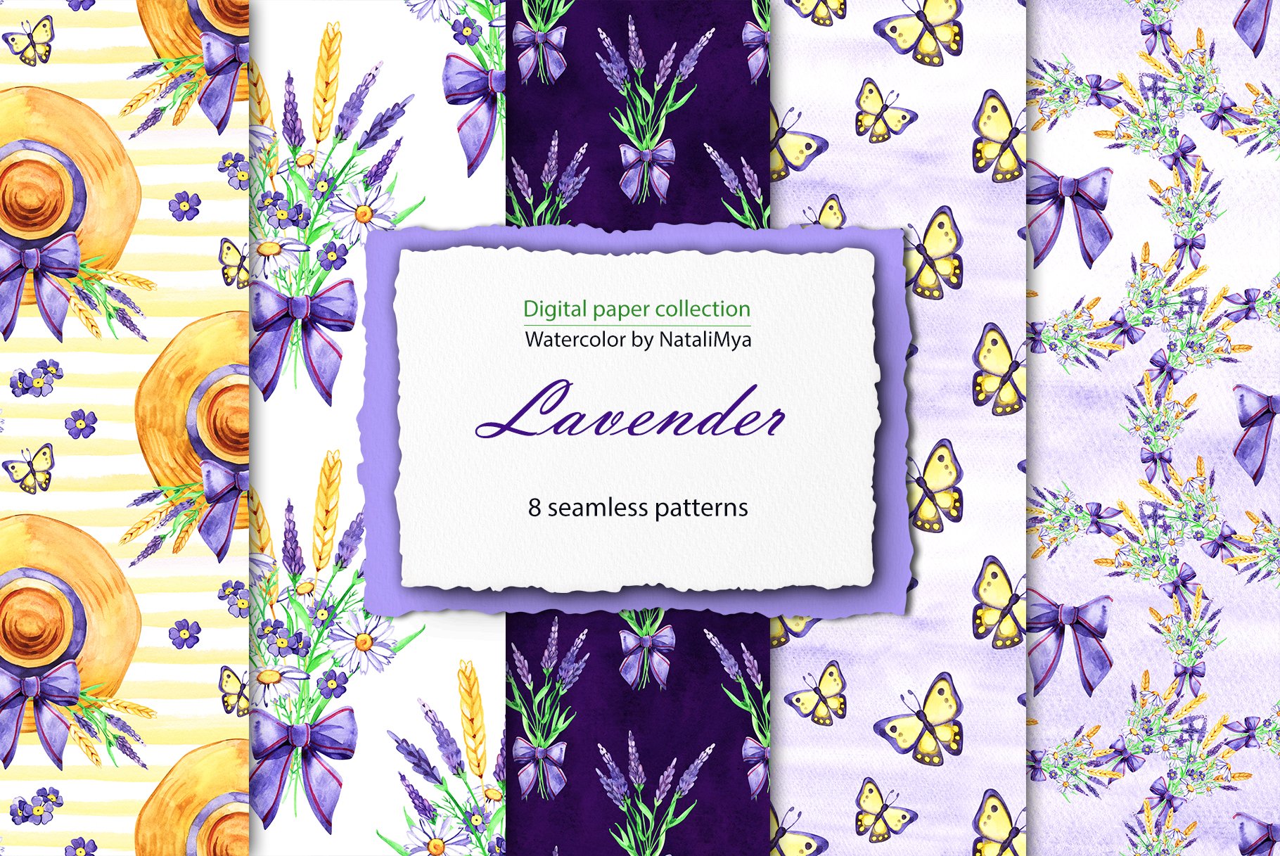 Watercolor lavender digital paper (531141) | Patterns | Design Bundles