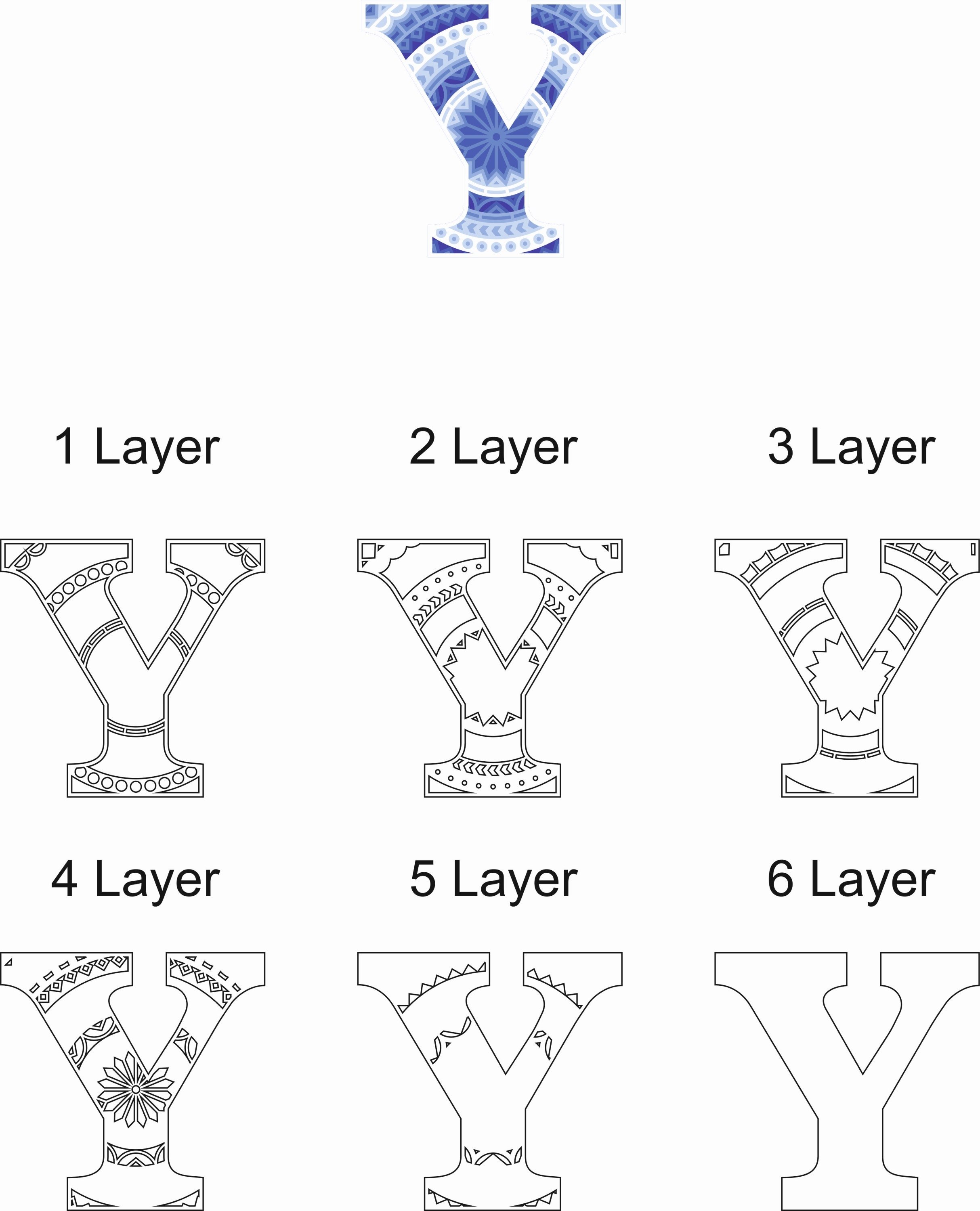 Layered Letter Y, Layered letters SVG, Multilayer Letters (898100 ...