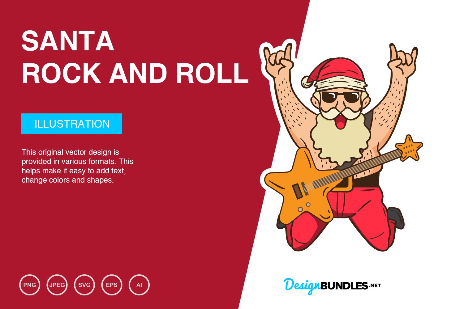 Santa Rock and Roll Jumping Vector Illustration