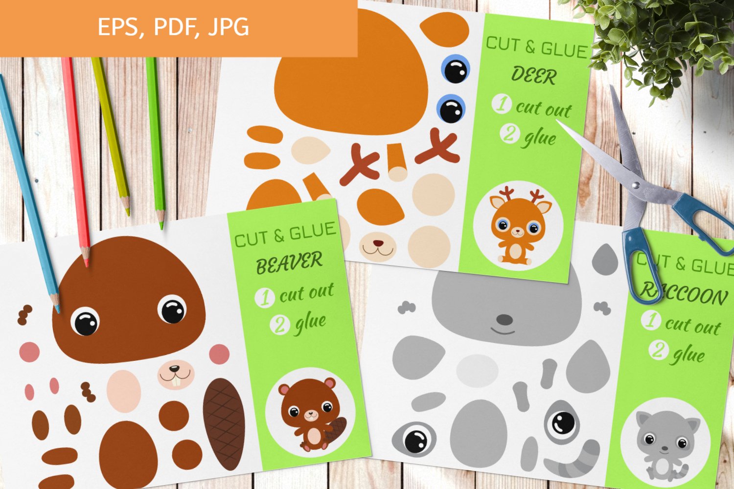 Cut and Glue Games for Kids - Animals Cut and Paste Craft (962692 ...