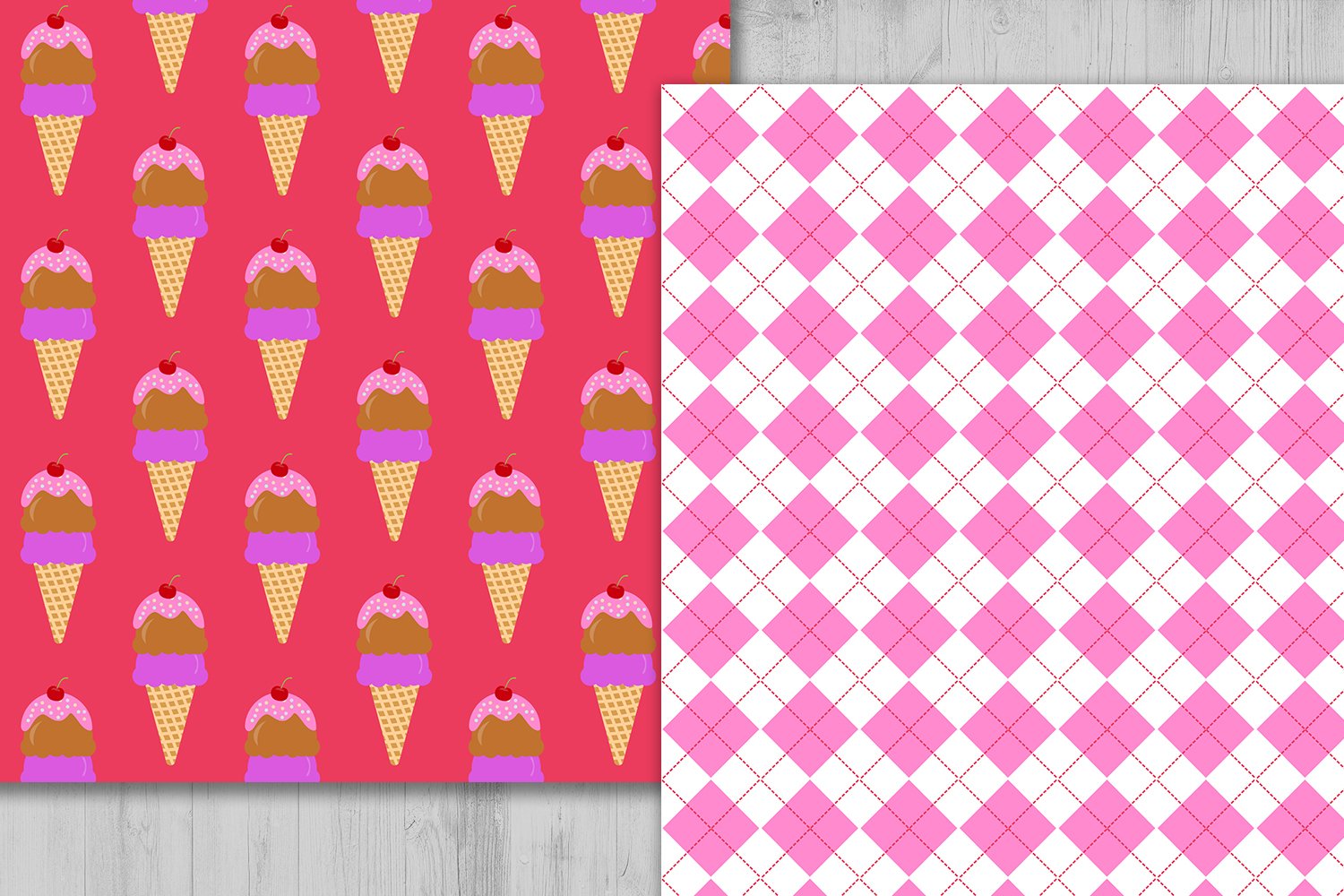 Ice cream Digital Paper, Summer Digital Paper, Dessert. (93236 ...