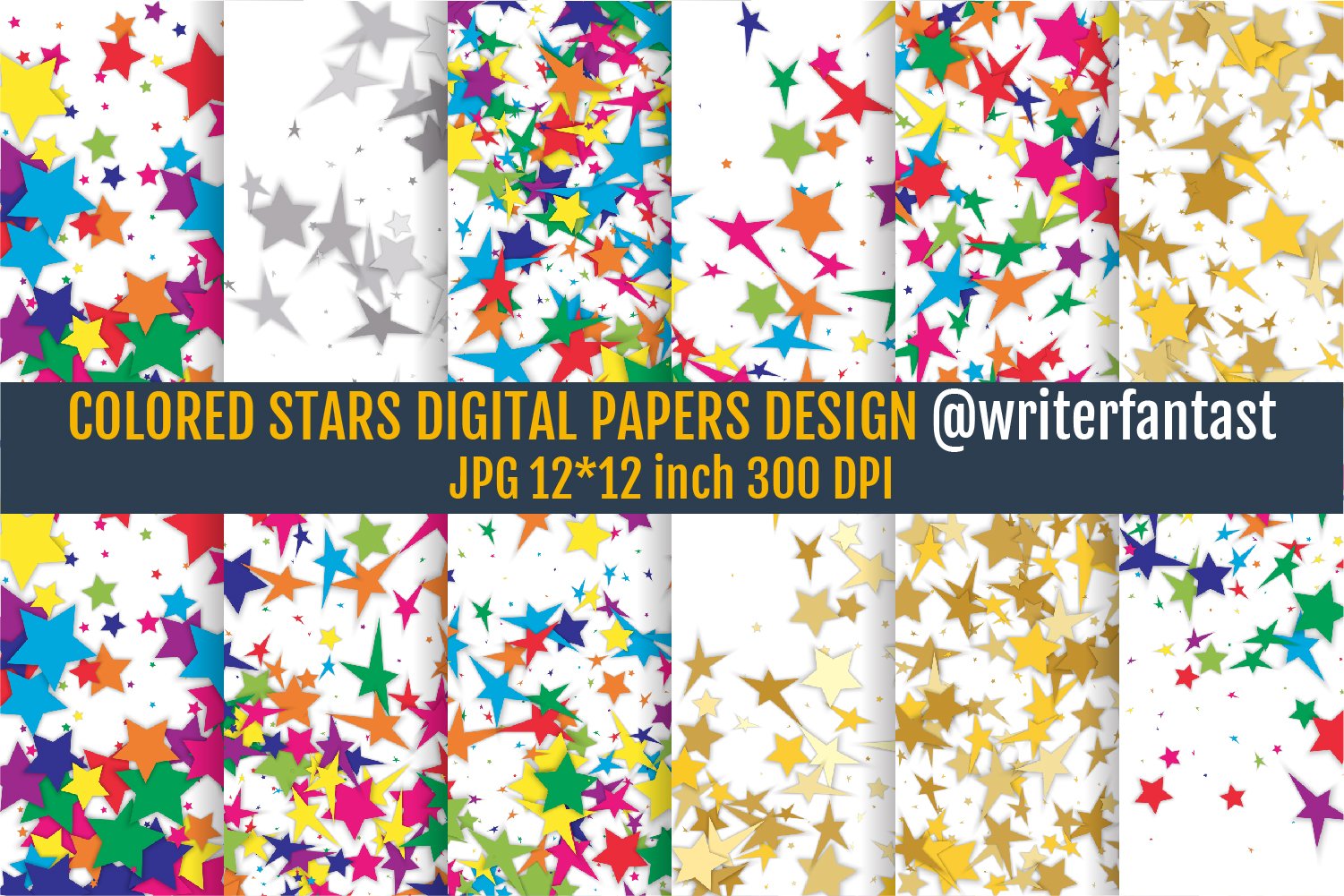 Digital Papers Holiday Colored Star Confetti (1171209) | Textures ...