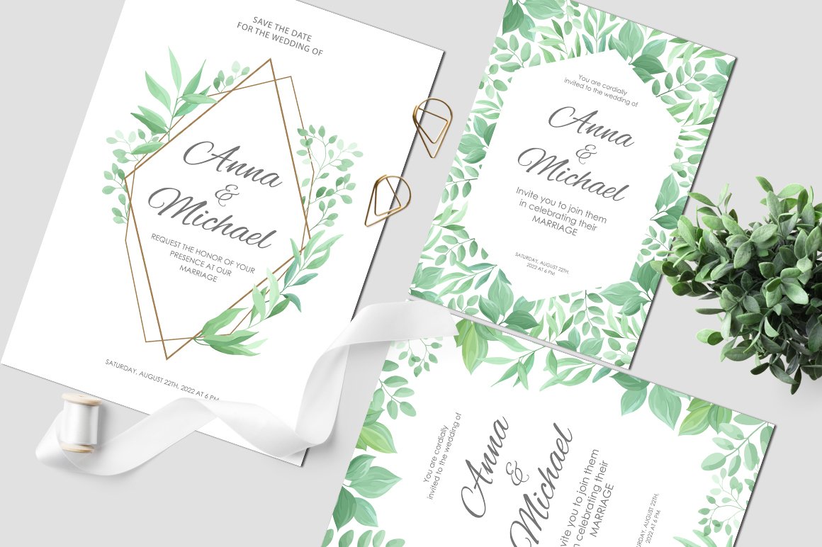 Wedding invitations vector set #2 (463396) | Card and Invites | Design ...
