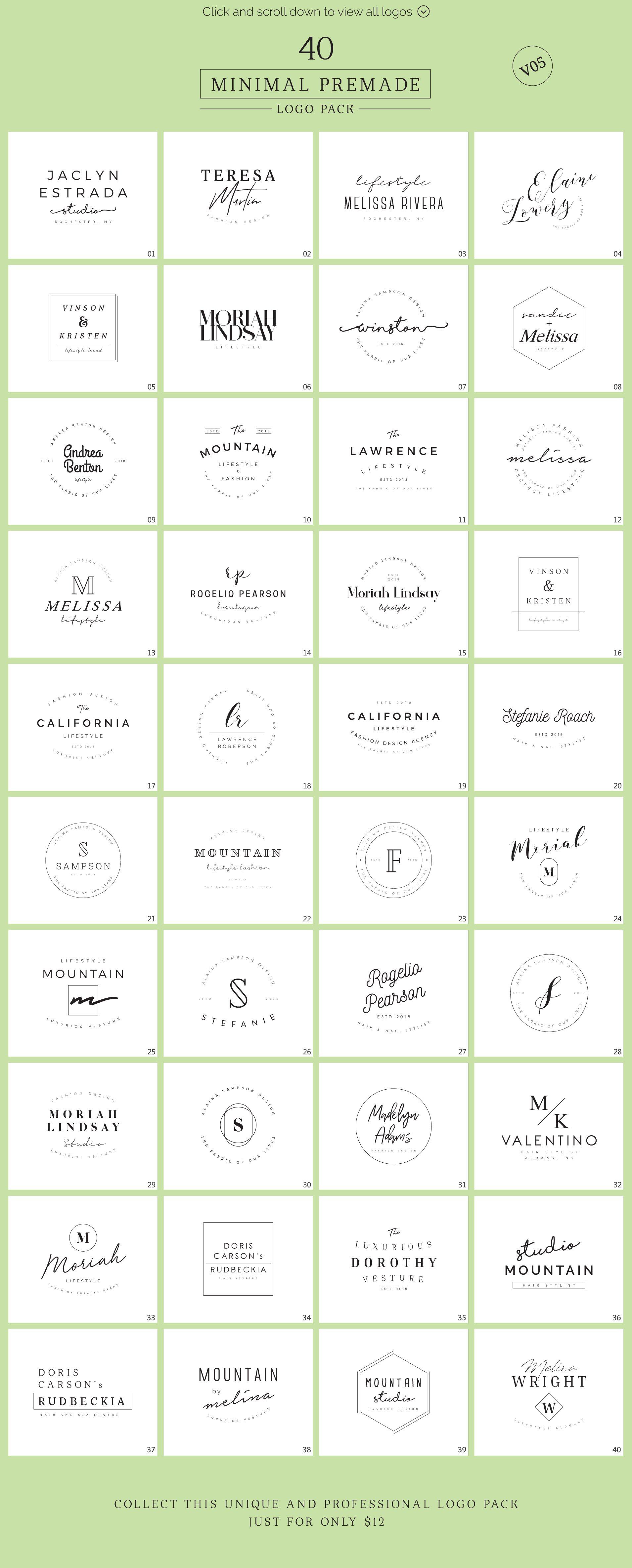 200 Minimal Premade Logo Bundle (113130) | Logos | Design Bundles