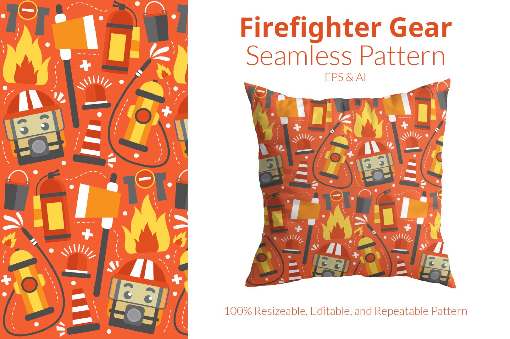 Firefighter Gear - Seamless Pattern