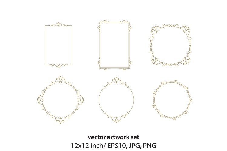 Scroll Logo Frame, wedding ornamental emblem set (1204540 ...