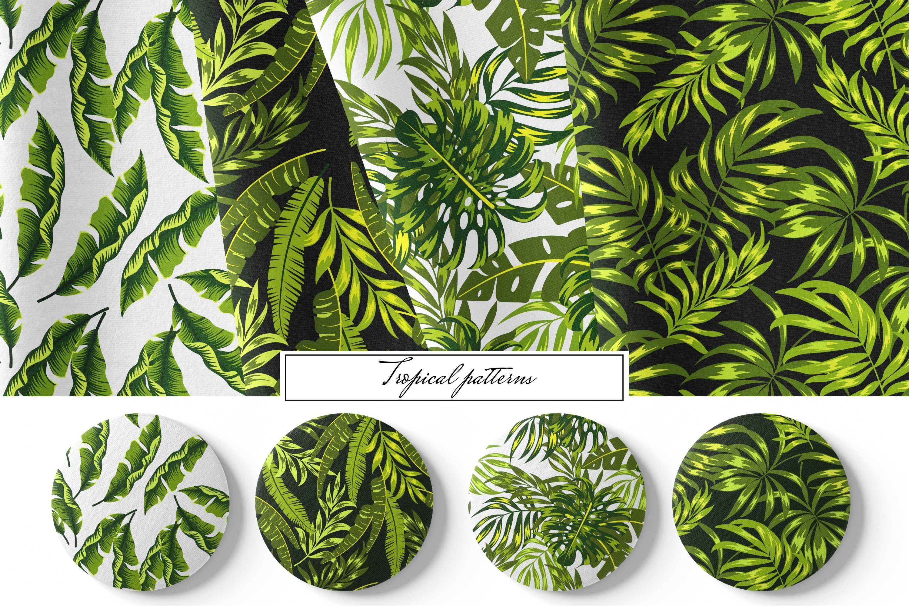 10 Seamless tropical patterns. Tropical leaves (535354) | Patterns ...