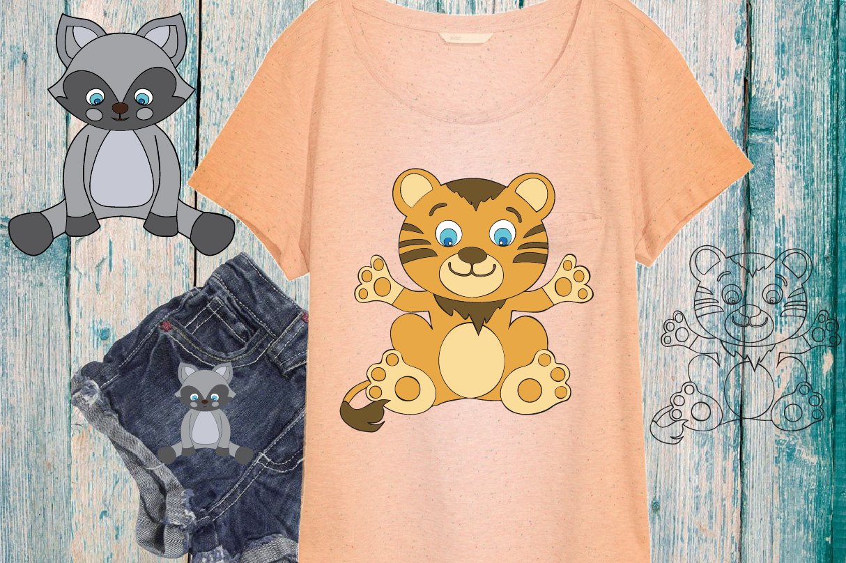 Tiger Badgers Digital Safari Cute Baby Animals -748S (63584) | SVGs ...