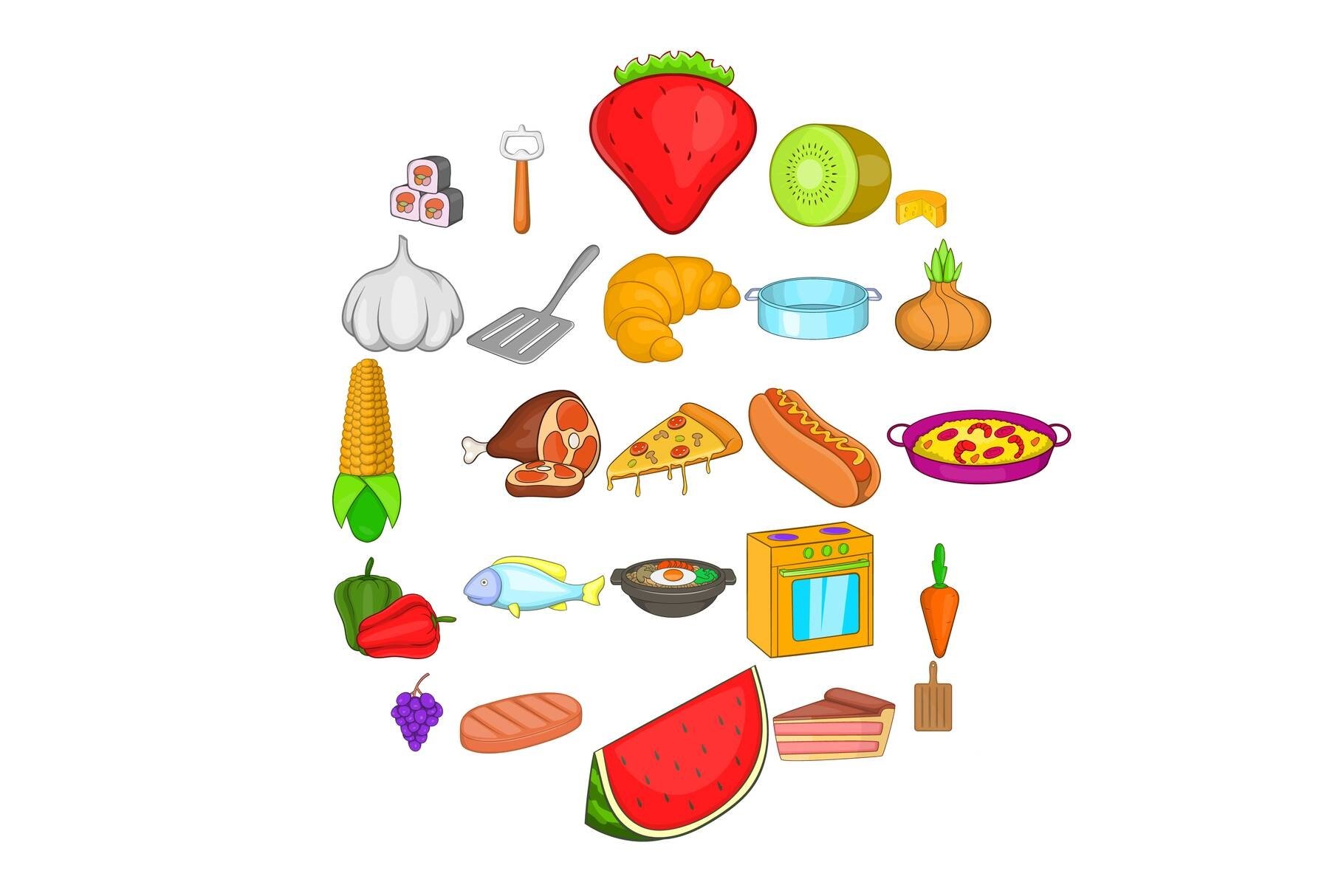 Galley icons set, cartoon style (504107) | Icons | Design Bundles