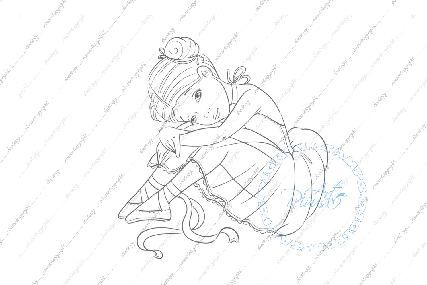 Ballet Digital Stamp. Cute ballerina coloring page Download. (389777 ...