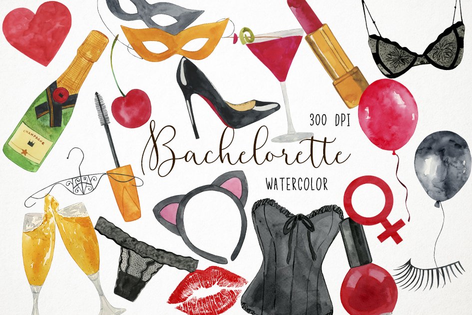 Watercolor Bachelorette Clipart, Bachelorette Clip Art (232517 ...