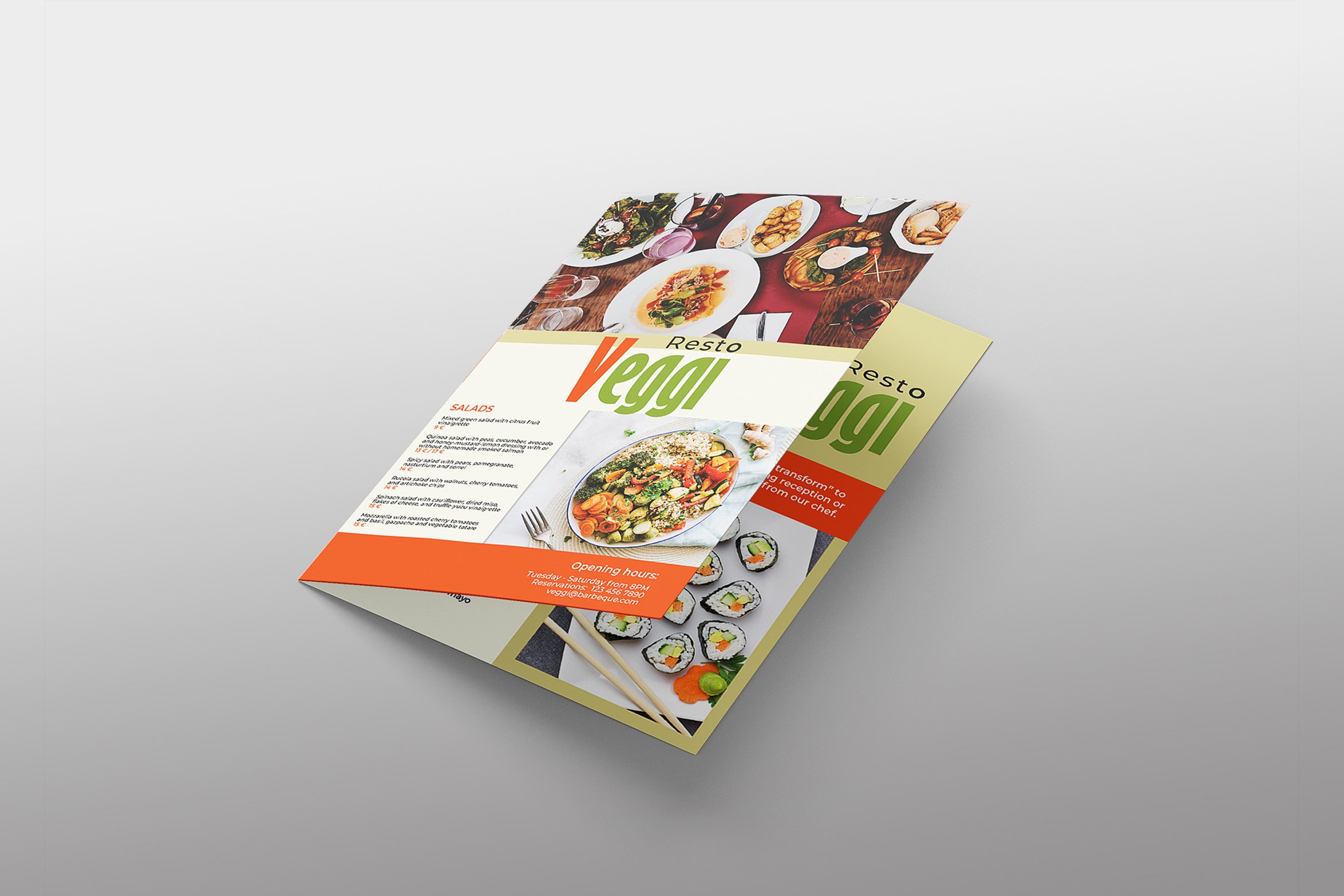 Vegan Menu Bifold Brochure A3 - AI/PSD Templates (242870) | Brochures ...