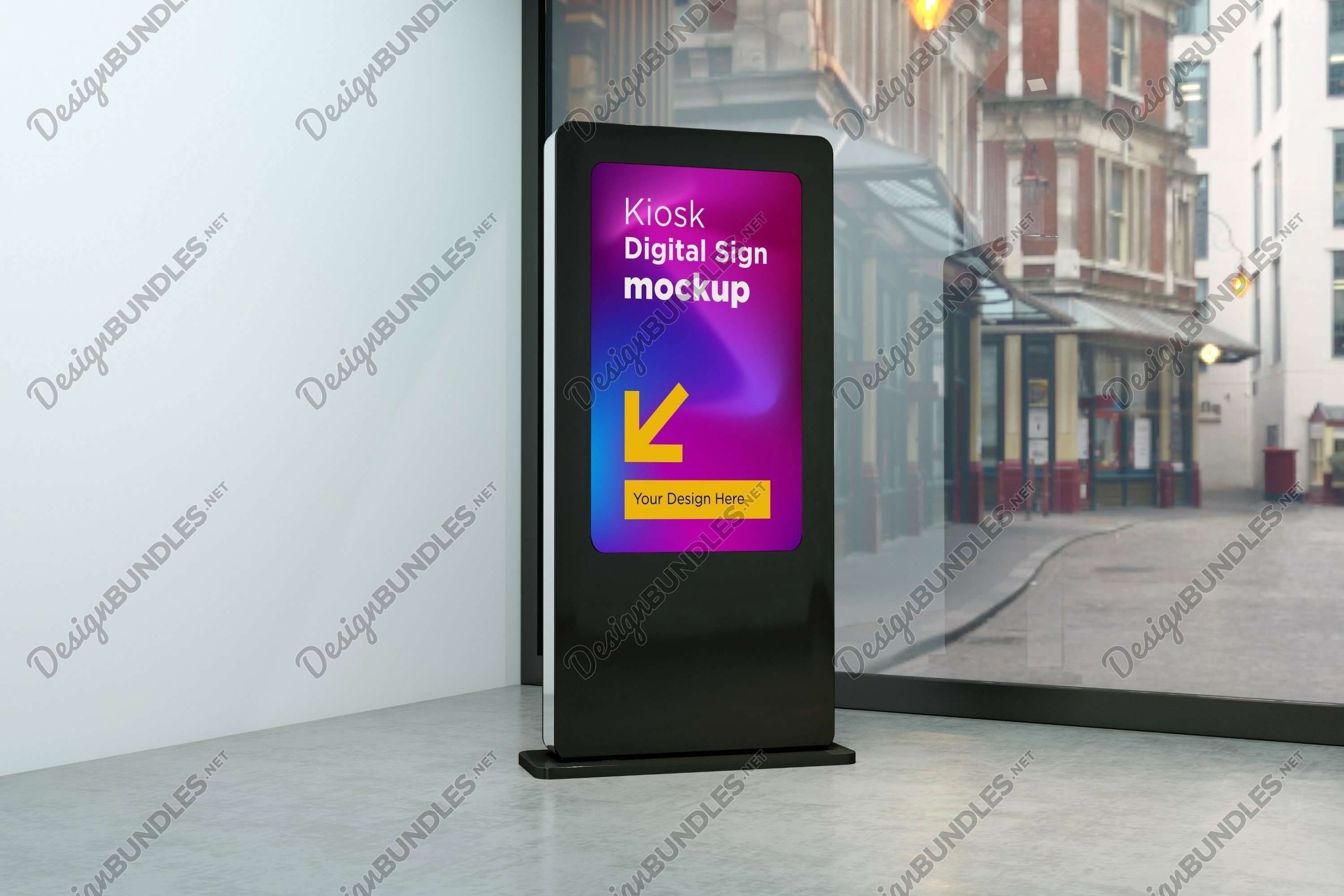 Kiosk Digital Sign Mockup (1459397) | Signage | Design Bundles