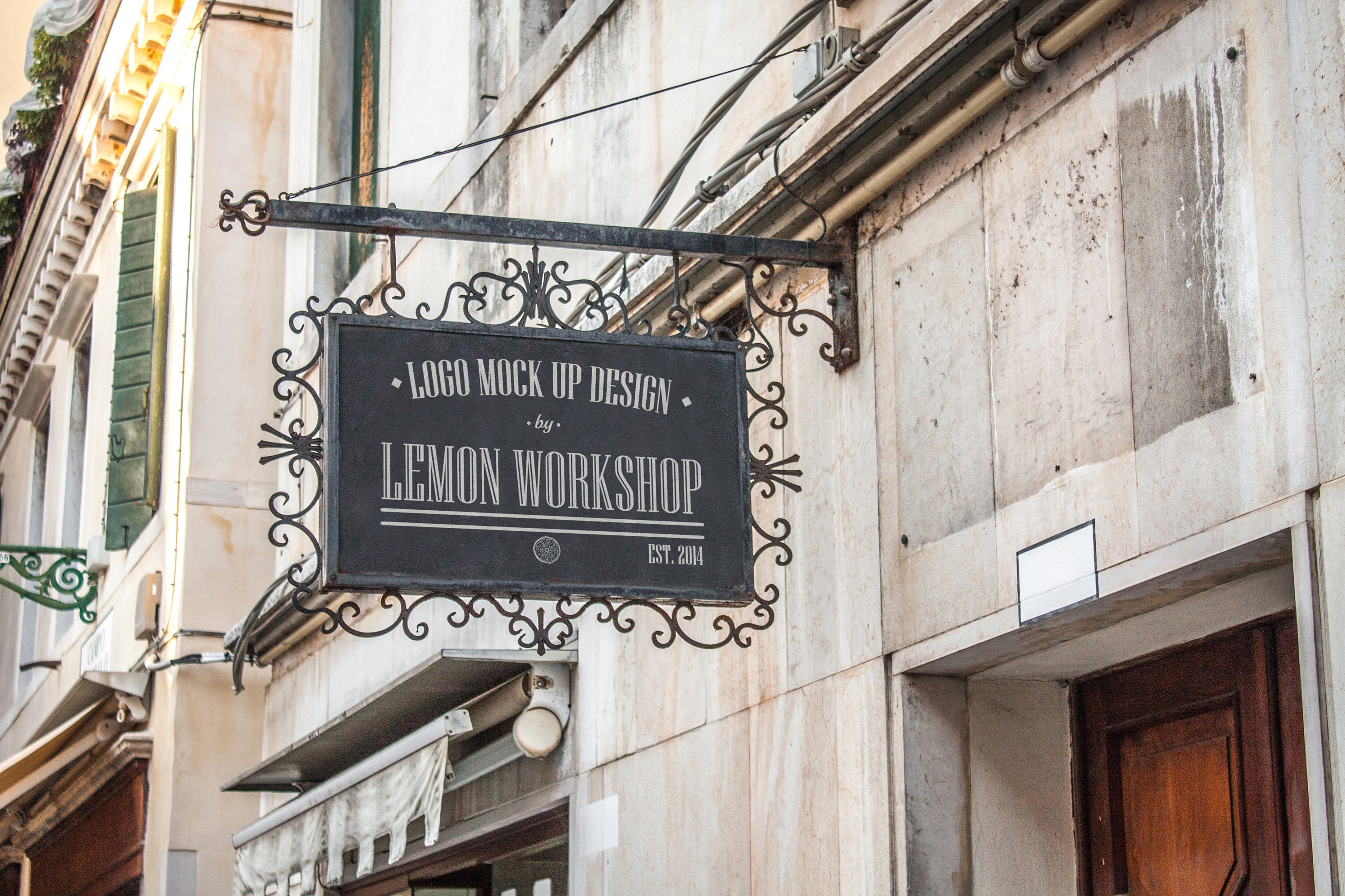 Vintage Black Sign Logo Mock Up (1081821) | Signage | Design Bundles