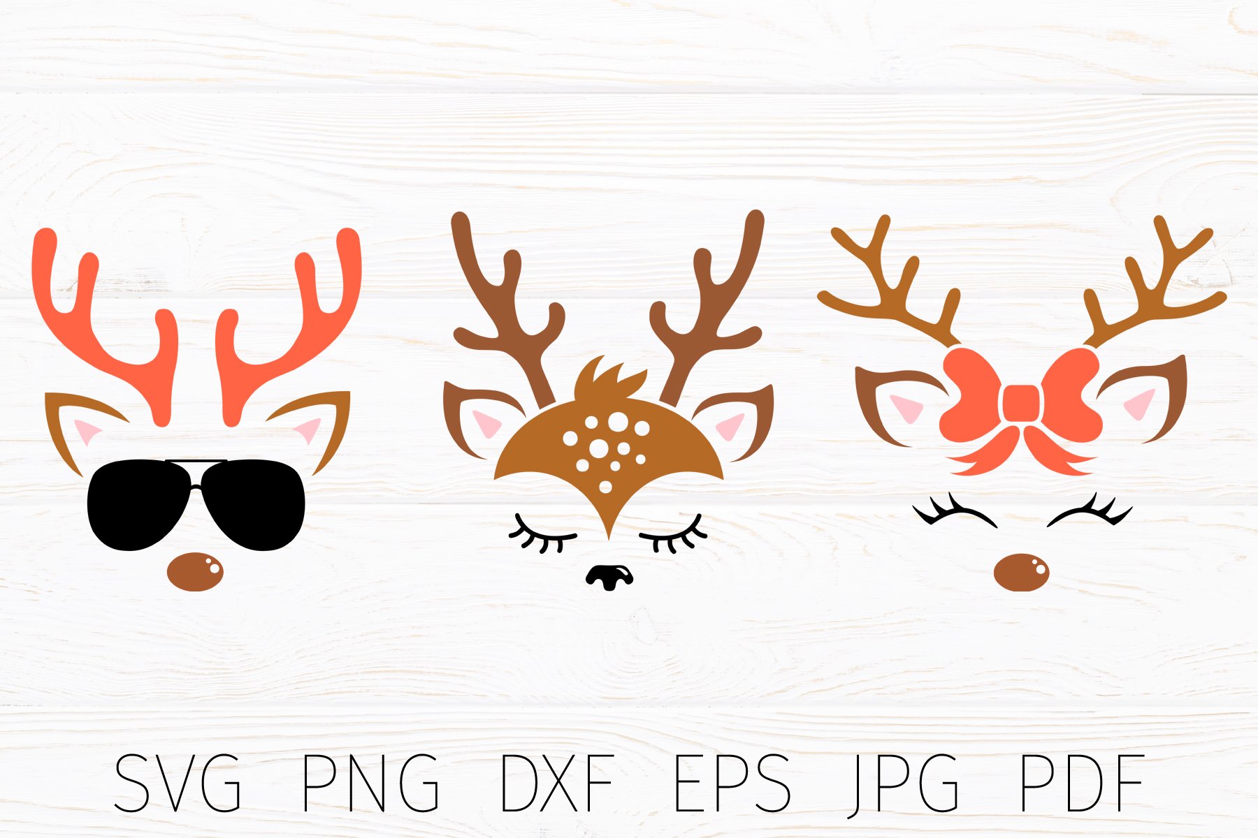 Reindeer svg, reindeer face cut file, christmas svg ormament (1055730 ...