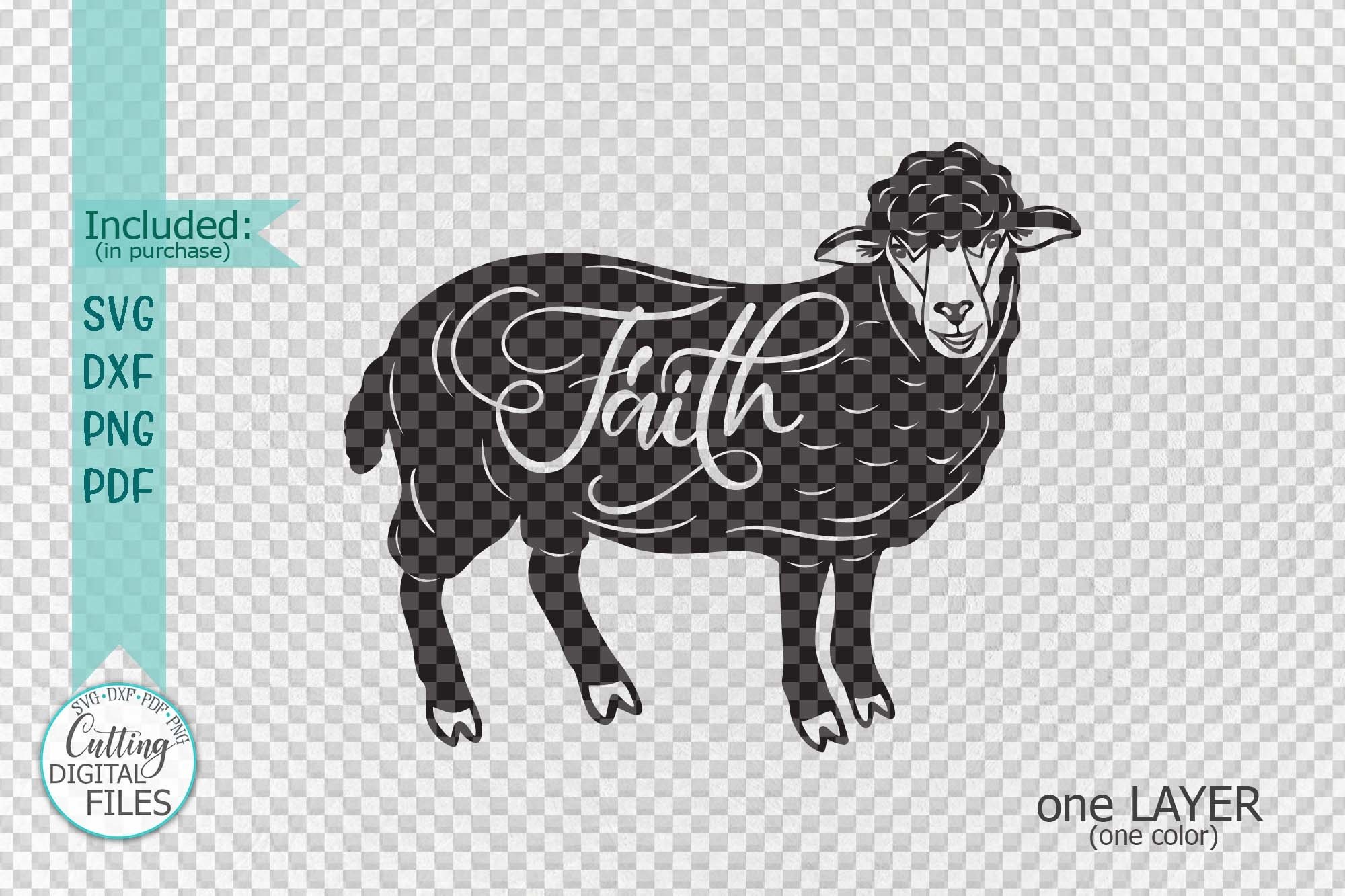 Sheep with Faith word svg dxf cricut cut file farmhouse sign (622109 ...