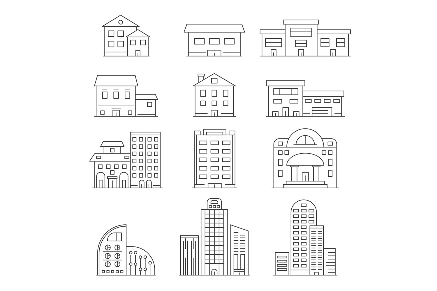 House and business buildings. Vector linear pictures of urba (828020 ...