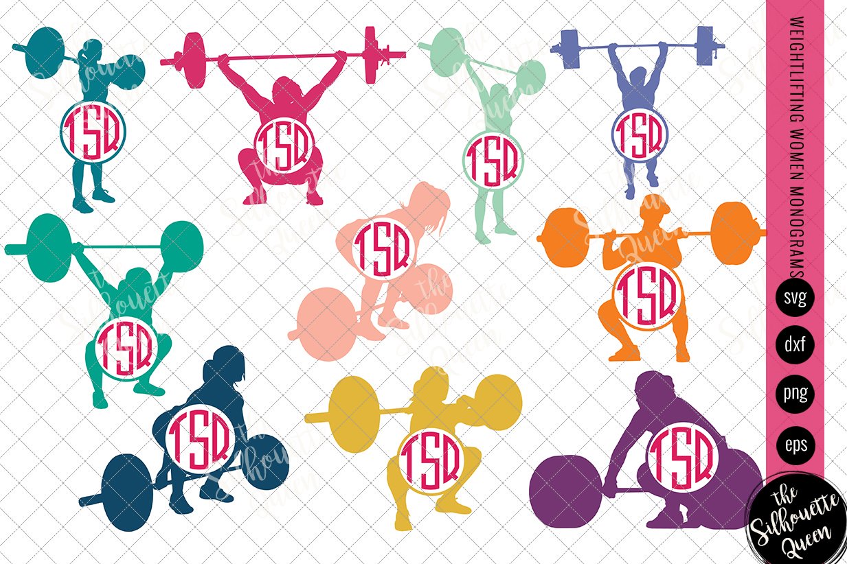 Weightlifting Svg Monogram, Circle Frames, (178026)