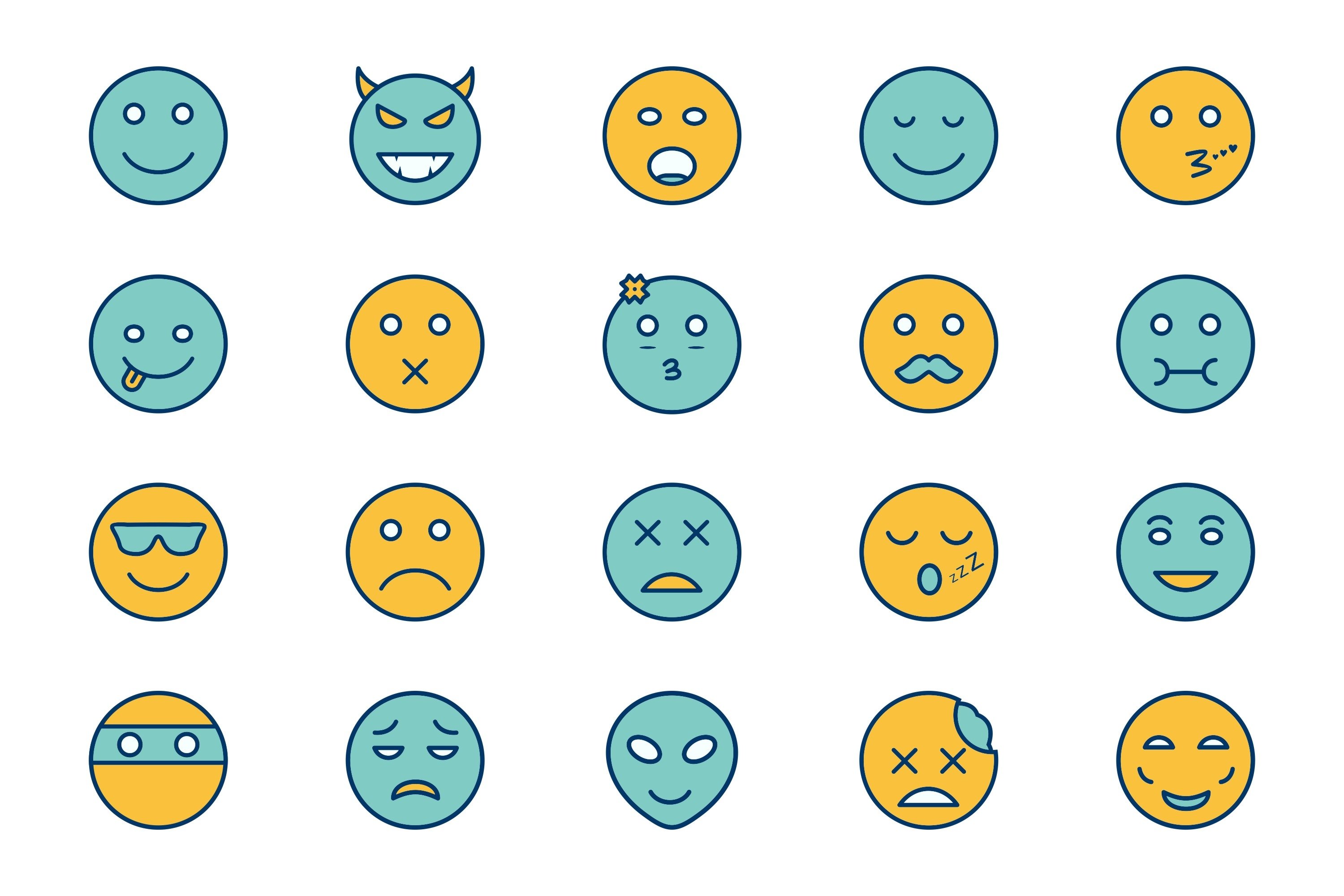 Set Of Emojis and Emoticons Icons (468931) | Icons | Design Bundles