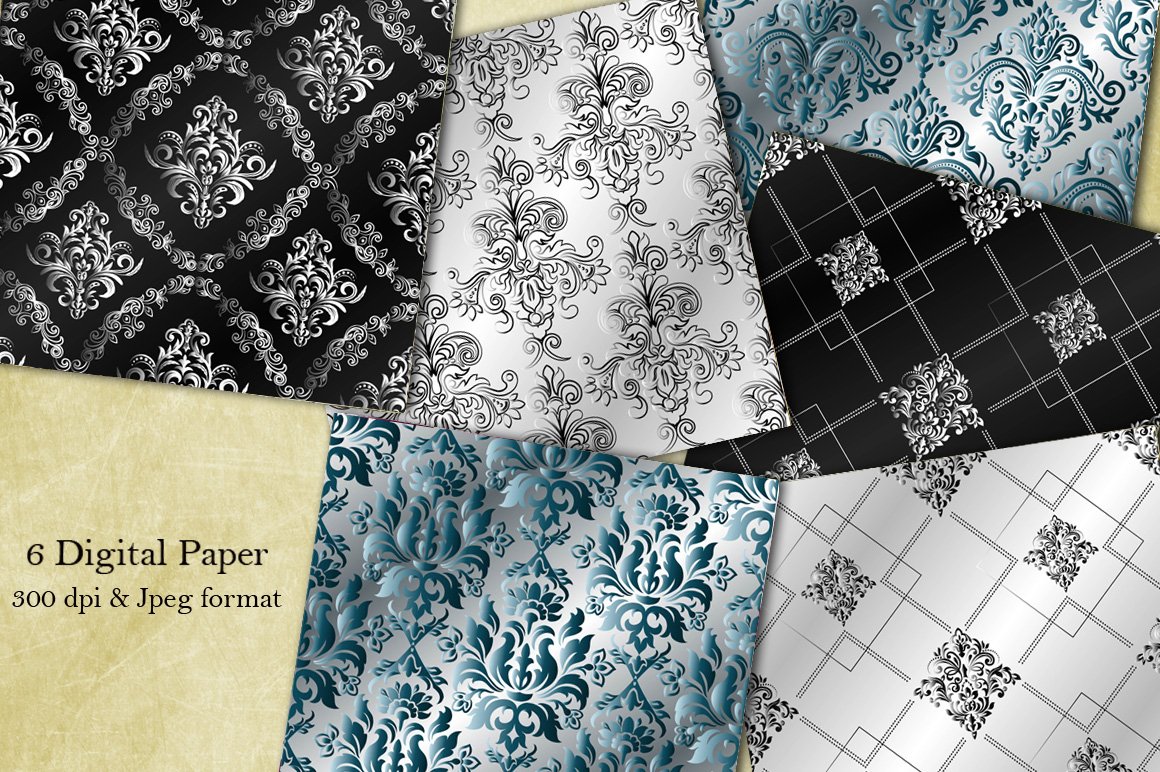 Victorian damask seamless pattern. Collection of papers (1079079 ...