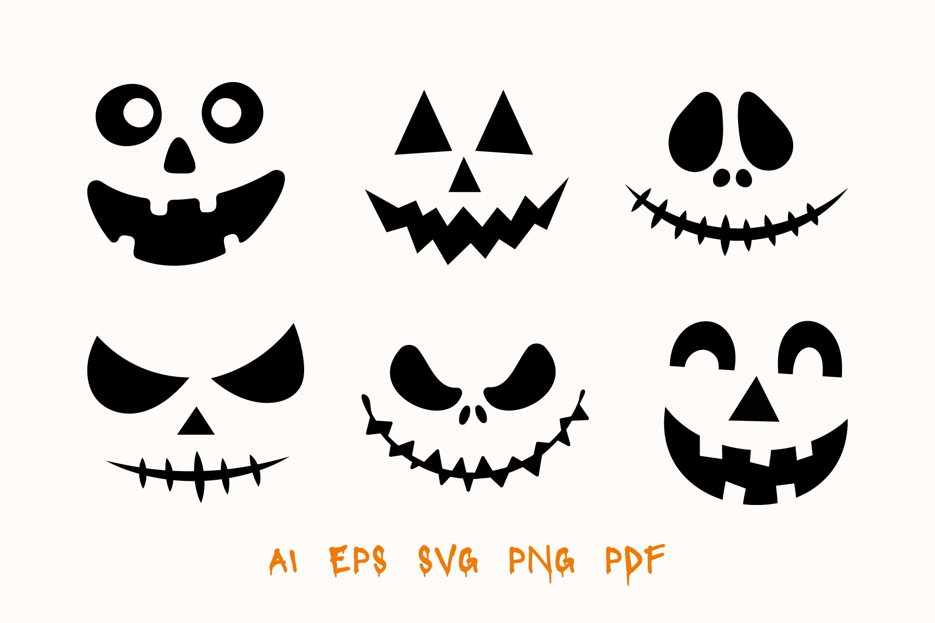 Pumpkin Faces Halloween Scary SVG Clipart Set 903361 Objects 