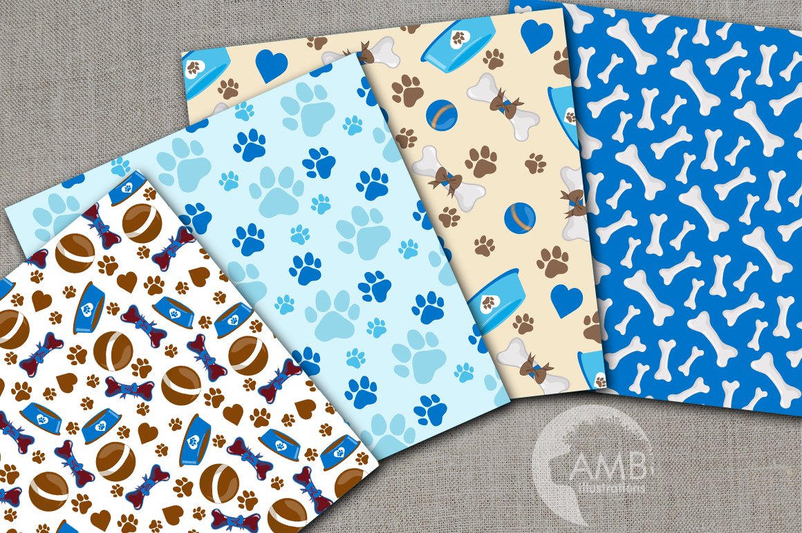 Boy dog digital papers AMB-1032 (654277) | Patterns | Design Bundles