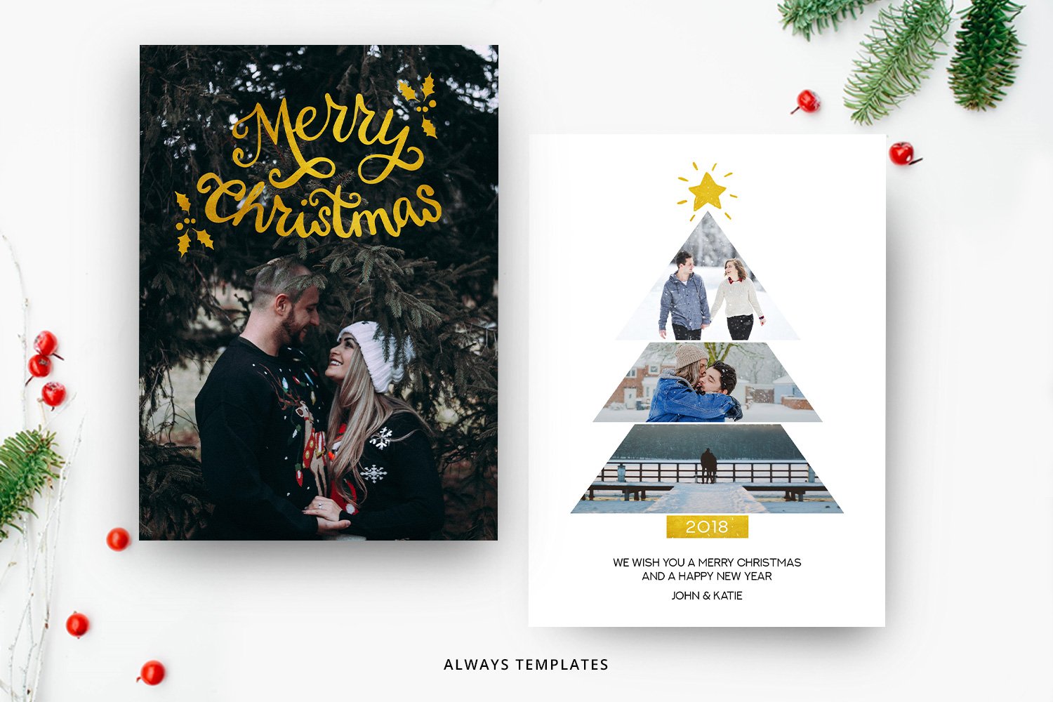 Christmas Card Template CC016 (359318) | Printables | Design Bundles