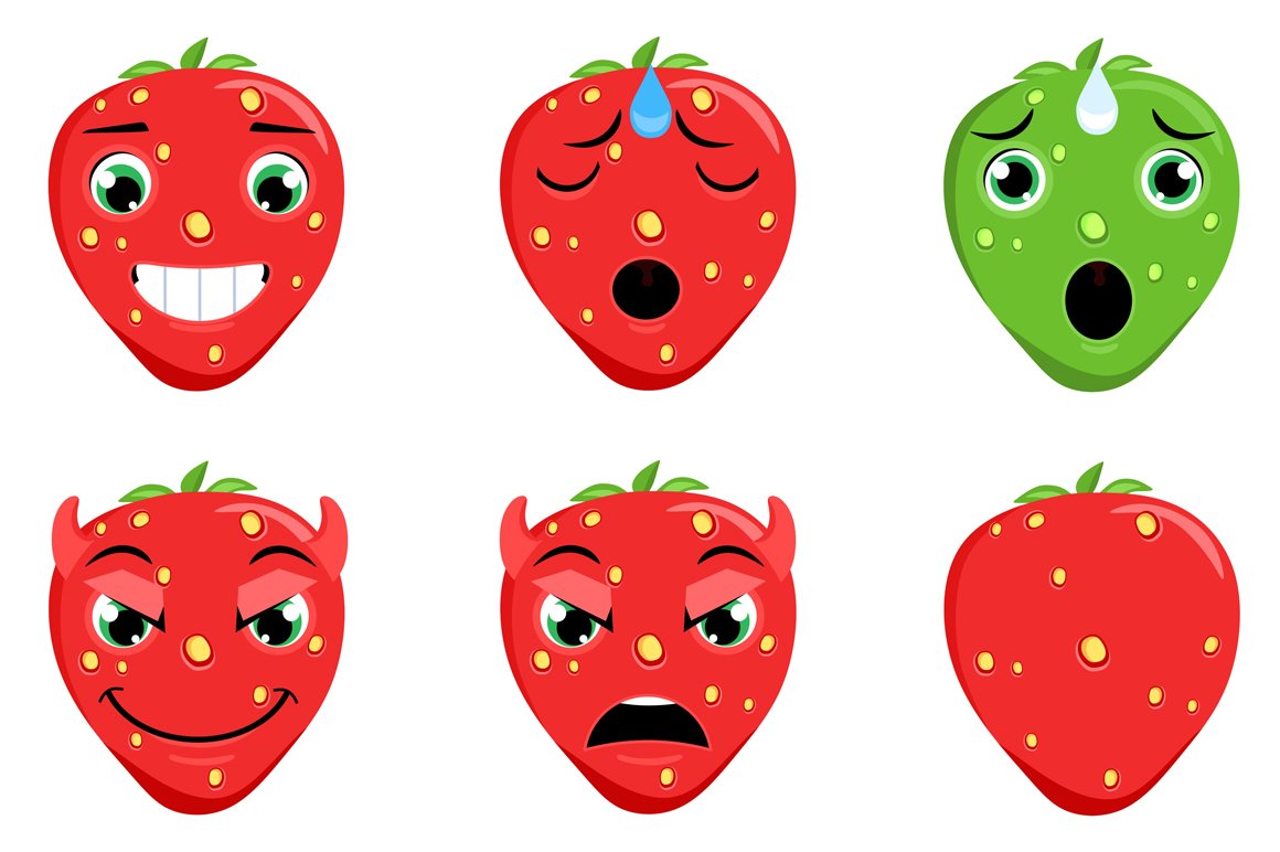 Strawberry Emoticons (18646) | Icons | Design Bundles