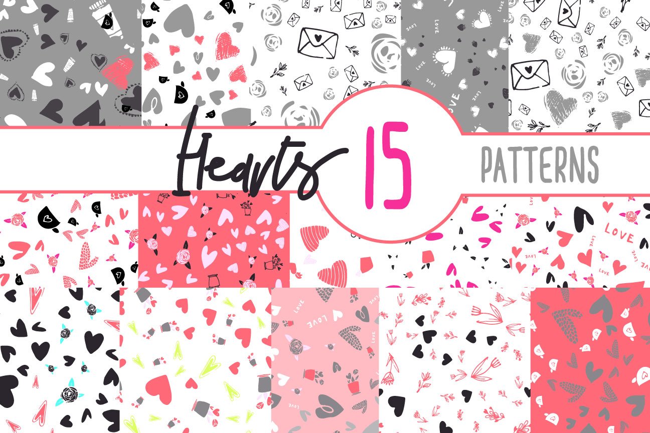 Hearts digital papers (941614) | Patterns | Design Bundles