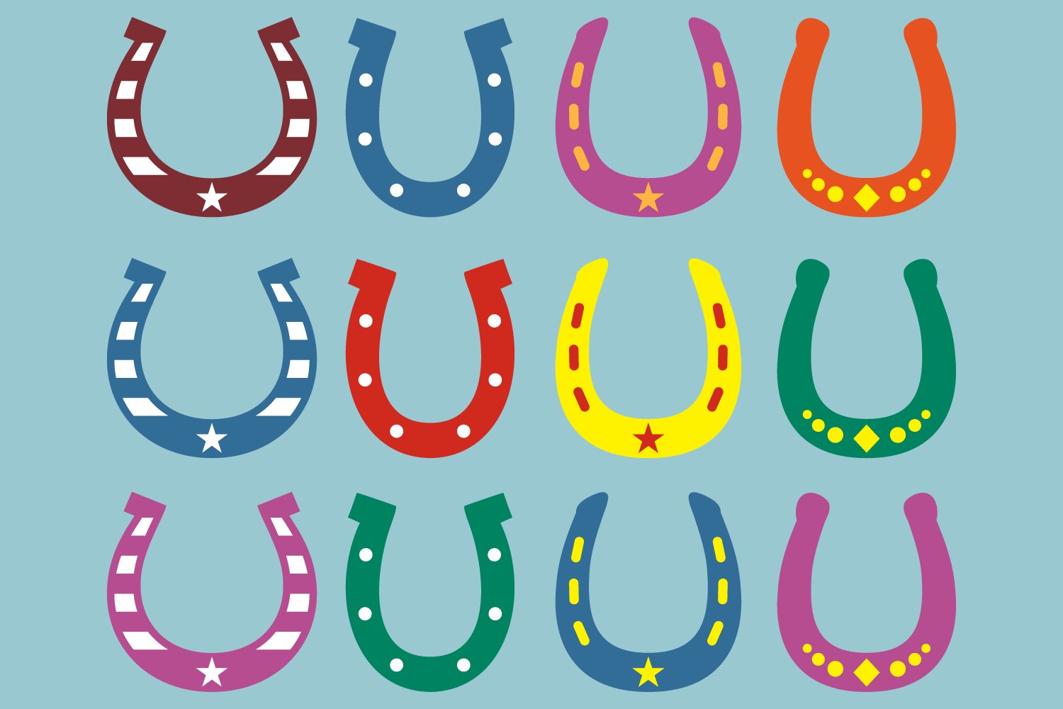 Cute Horse Clipart Bundle, Happy Face, PNG, JPEG, EPS (378936 ...