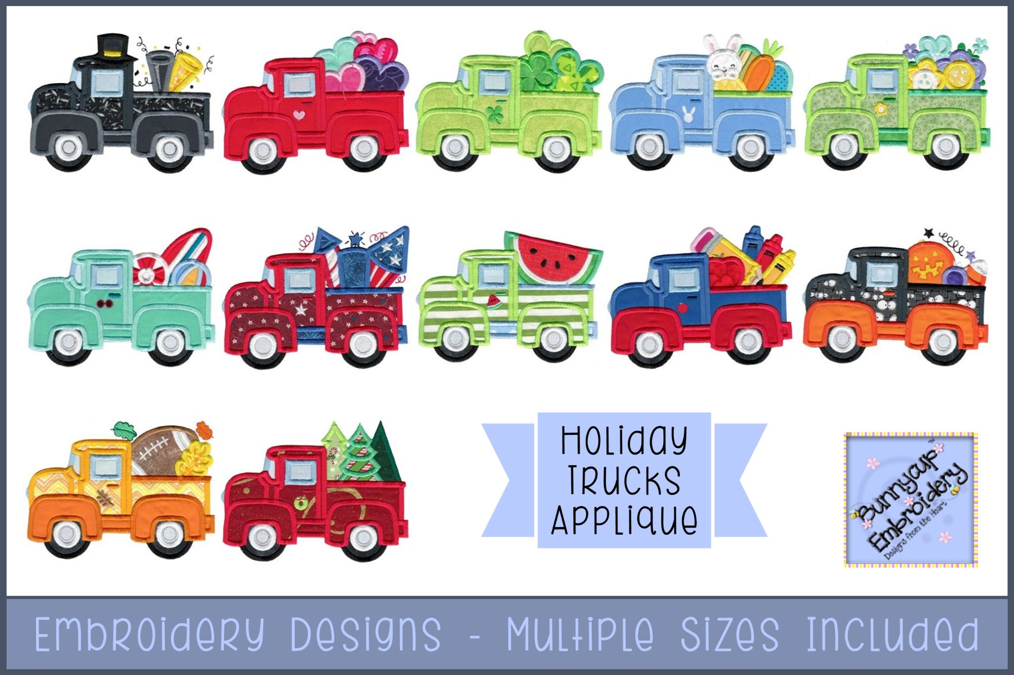 Holiday Trucks Applique Embroidery Designs (754621) | Designs | Design ...