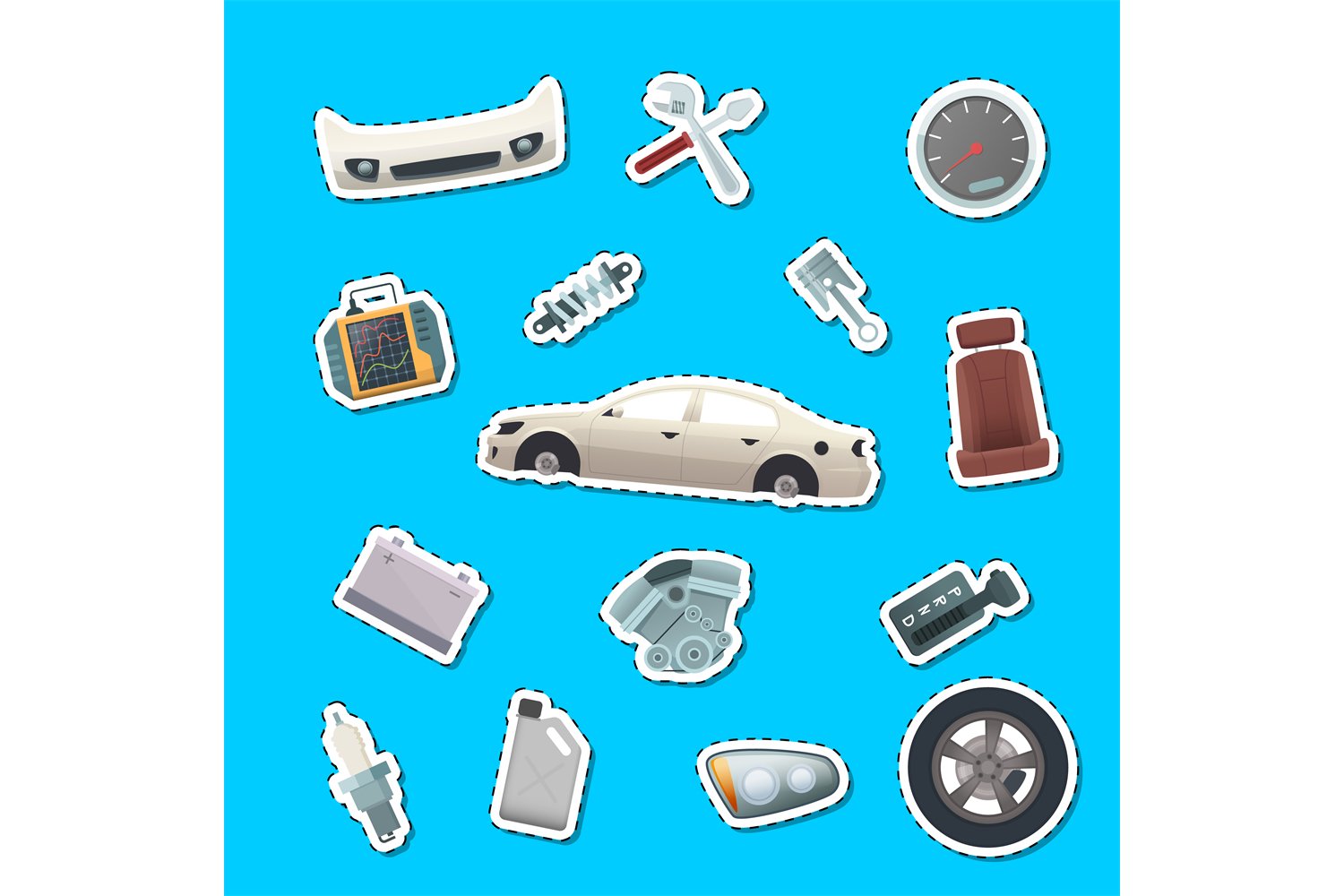 Vector car parts stickers of set illustration (871941) | Illustrations ...