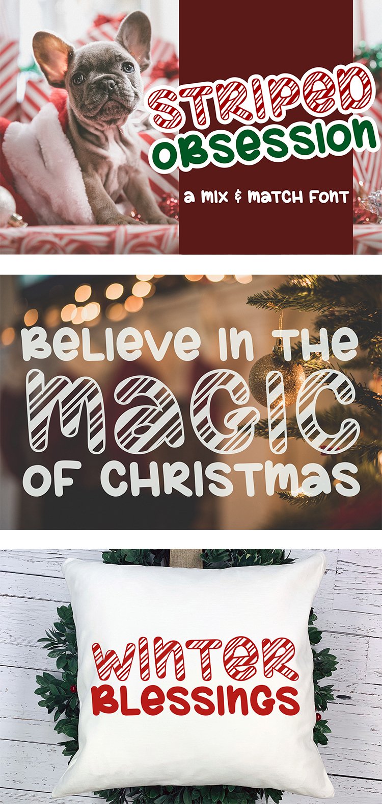 Striped Obsession - A Mix & Match Font (348353) | Christmas | Font Bundles