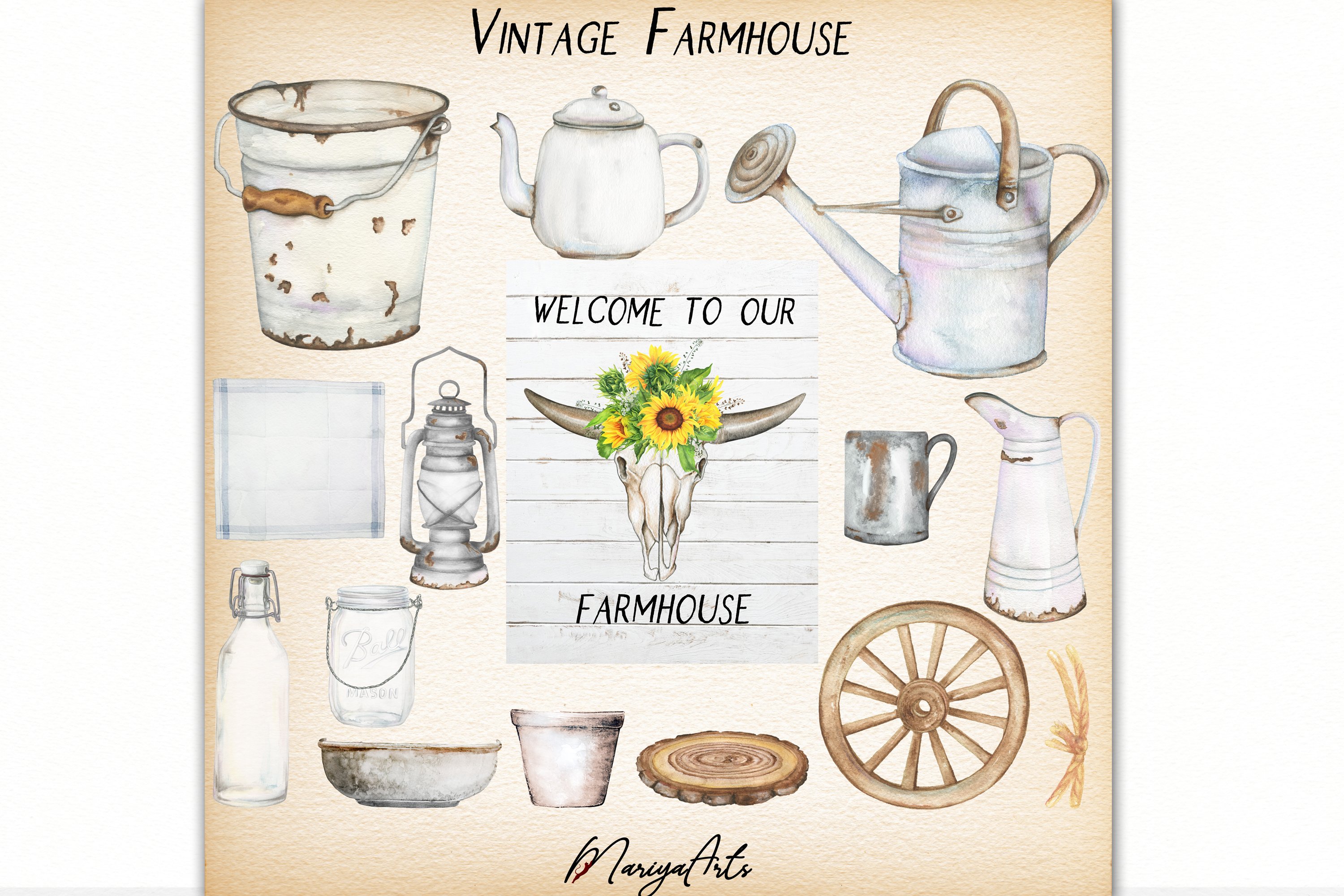 Farmhouse Finds Clipart, Vintage Country Farm, Rustic Farm (677937 ...