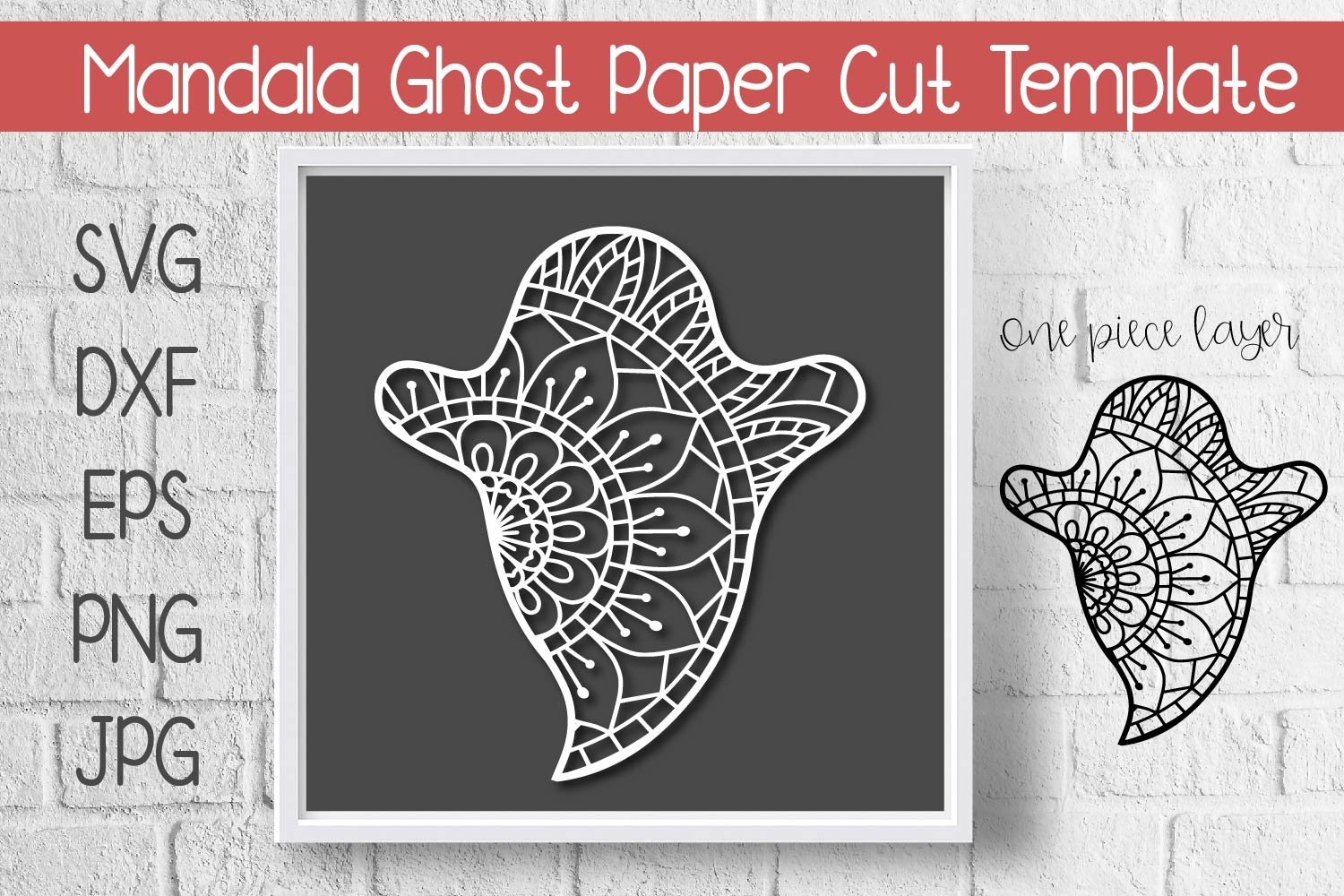 Ghost Mandala Paper Cut Template Design SVG