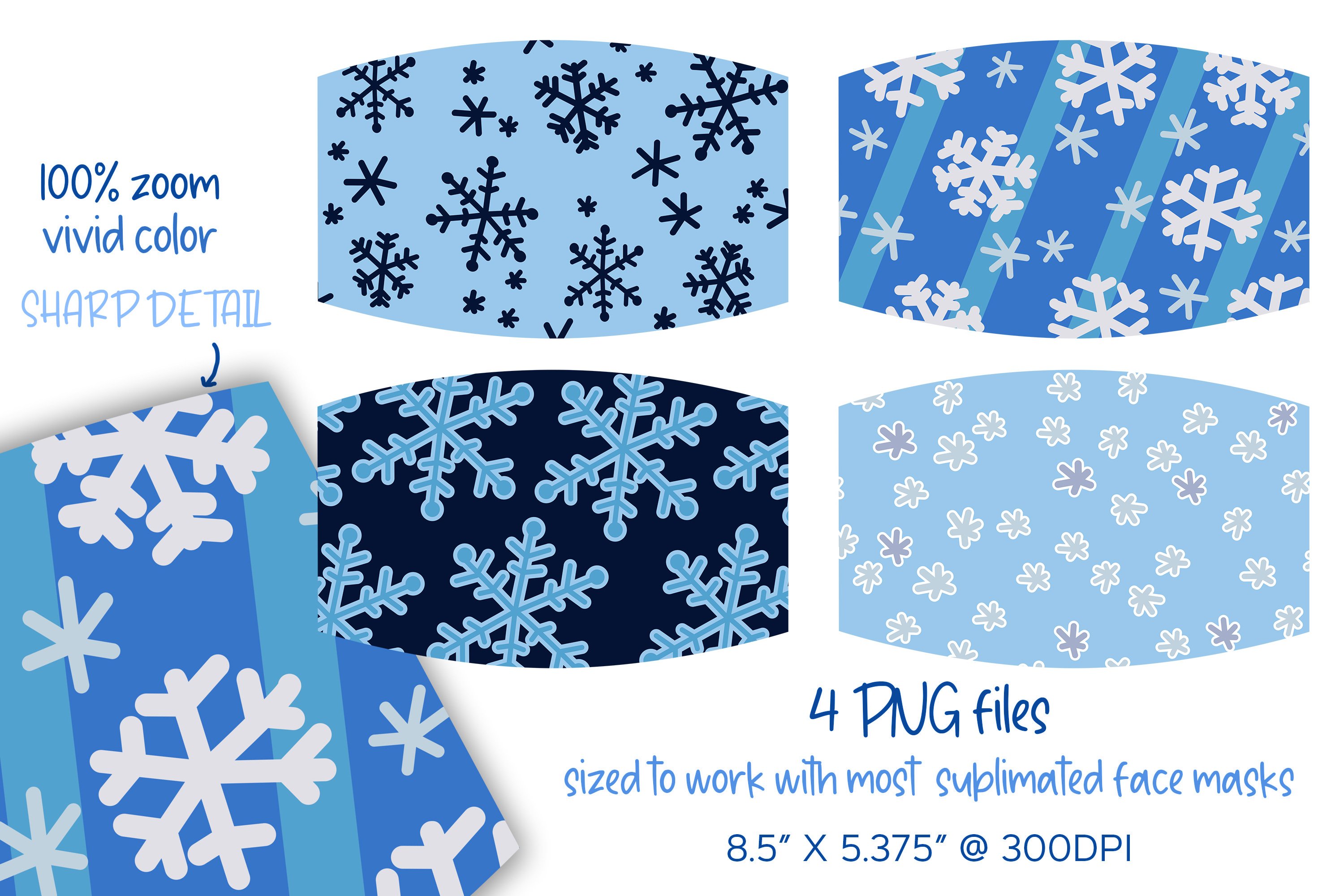 Sublimation Chunky Snowflake Face Mask Set - 4 PNGs (1053825 ...