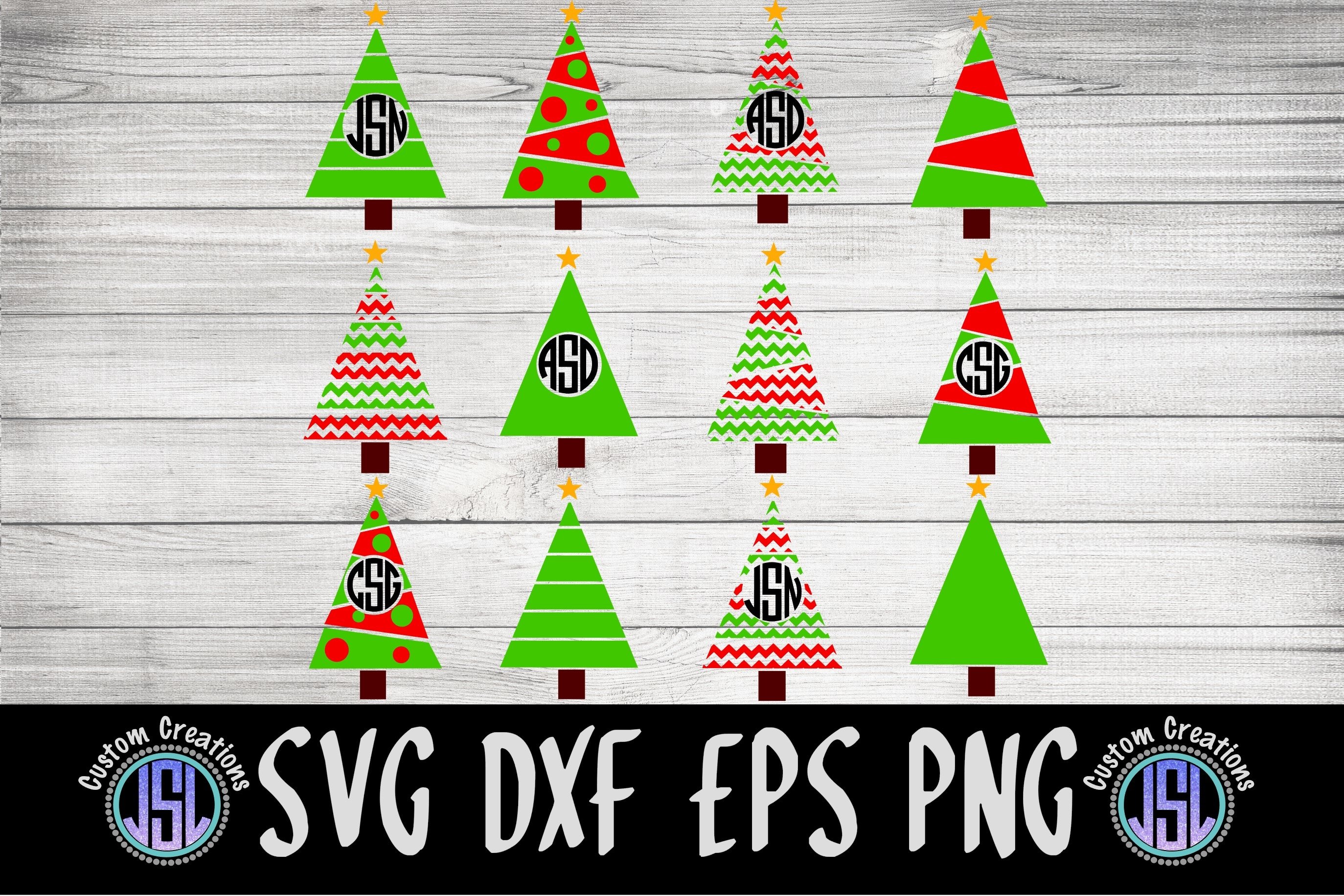 Christmas Tree Monogram Frames |12| Bundle SVG DXF EPS PNG (126835 ...