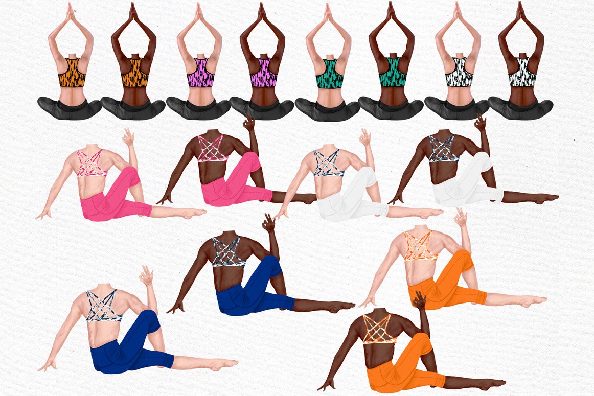 Yoga Girls Clipart Yoga Pose clipart Fitness Girls Workout (645551 ...