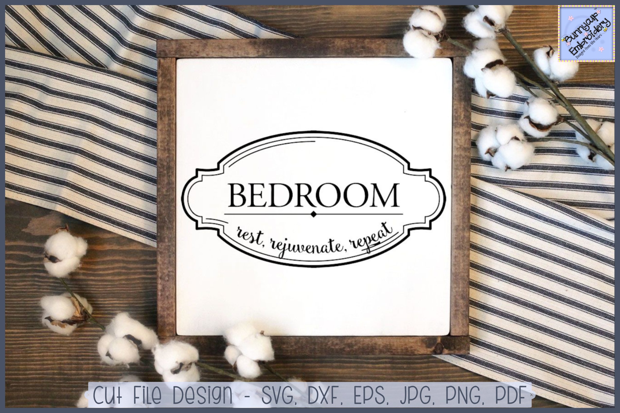 Farmhouse Bedroom Rest Rejuvenate Repeat - SVG, Clipart (301959) | SVGs ...