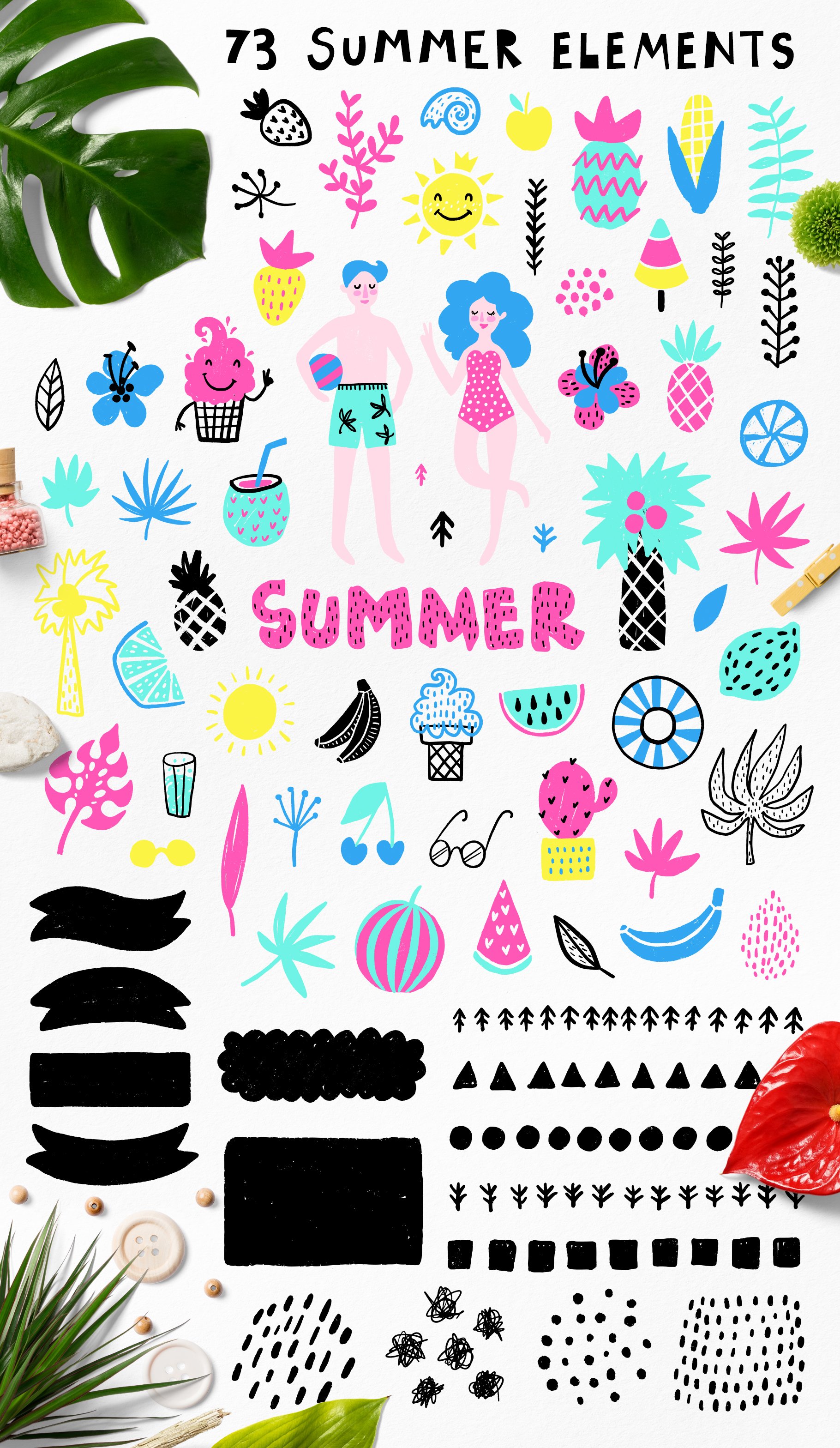 Modern Summer - Clipart Collection (69125) | Illustrations | Design Bundles