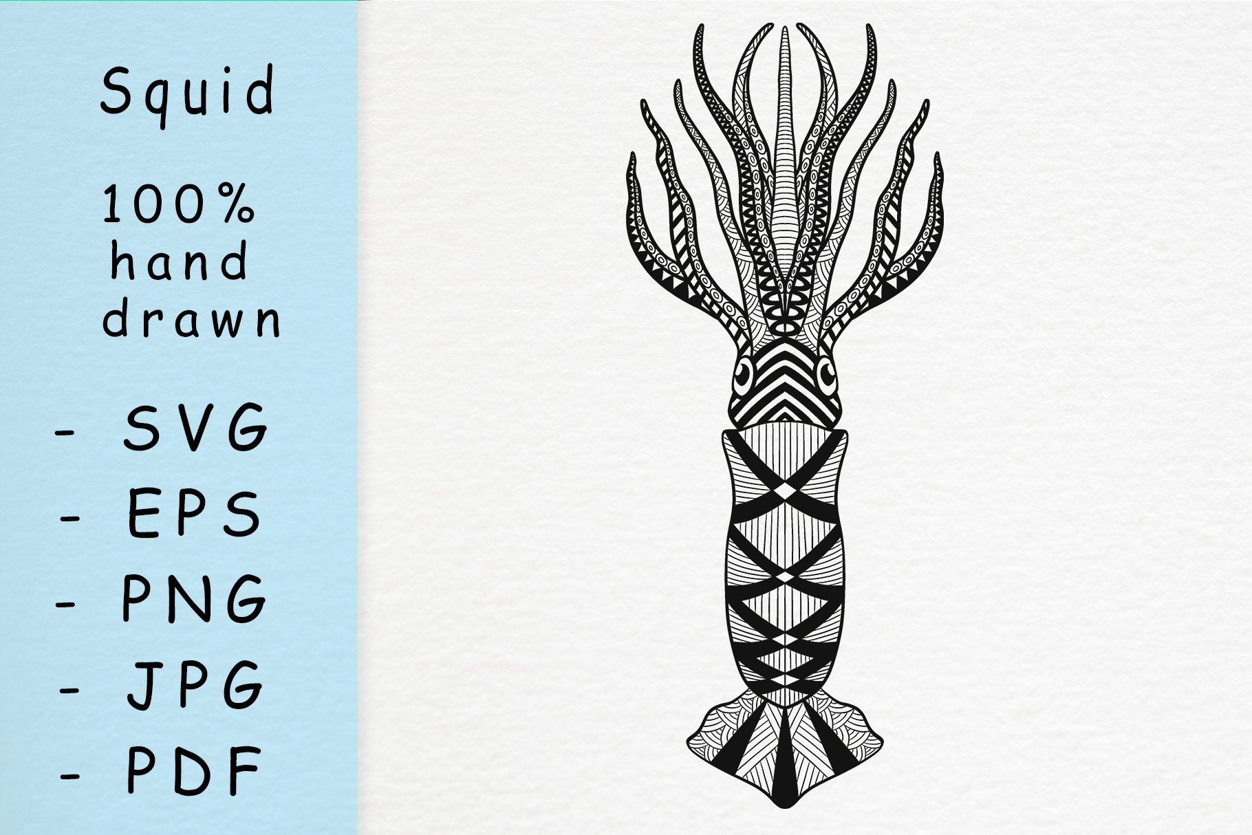 Hand drawn Squid with patterns