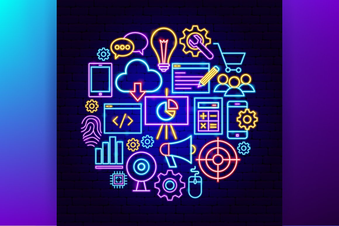 Web Development Neon (347577) | Icons | Design Bundles
