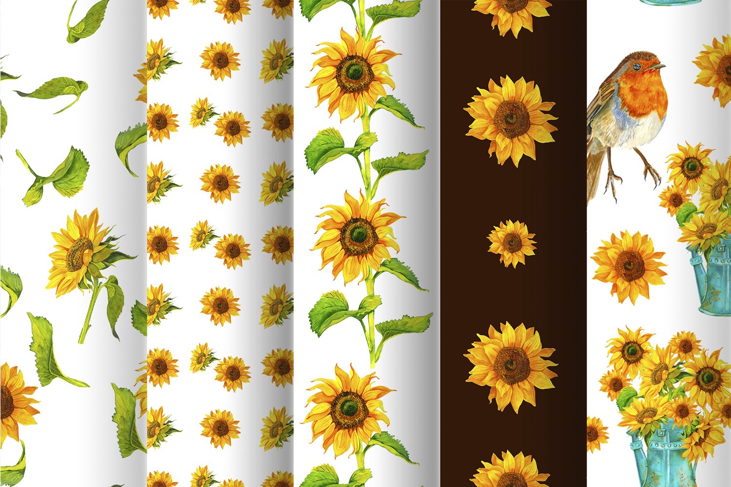 Sunflower Digital Scrapbook Paper, seamless sunflower patter (840801 ...