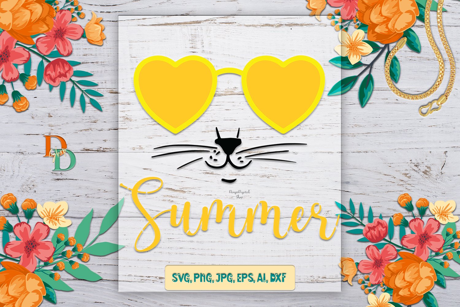 Summer CAT svg, svg cat face, png cat summer image, digital (712599 ...