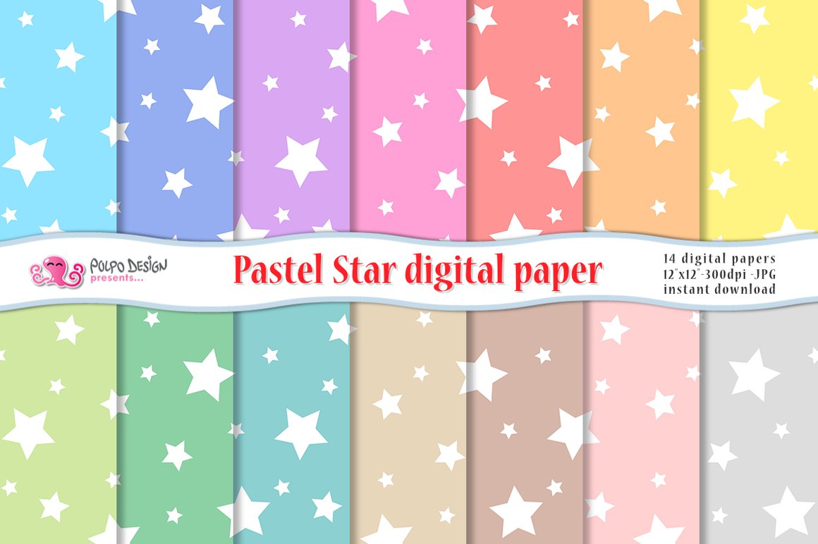 Pastel Star digital paper (1114245) | Patterns | Design Bundles